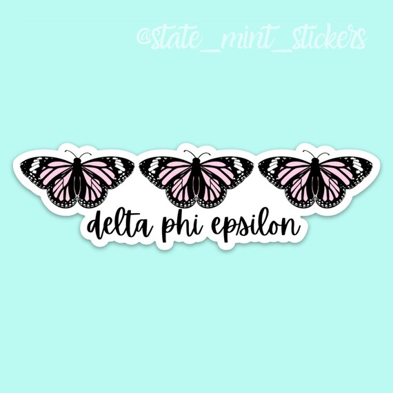 Delta Phi Epsilon Pink Butterfly Themed Sticker 3.5 Wide / | Etsy