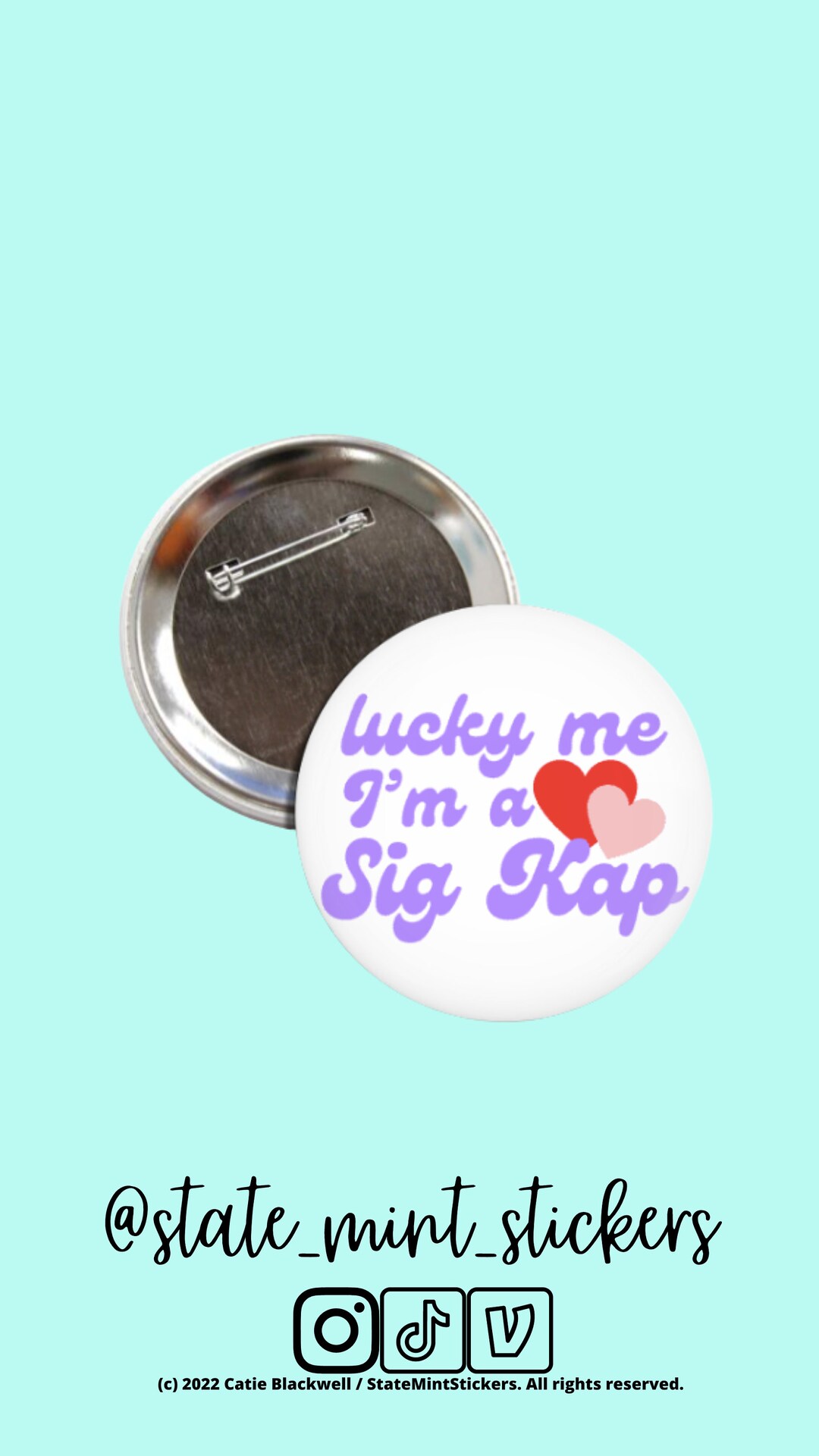 Lucky Me Sorority Button | Sigma Kappa Button | Lucky Me I'm a Sig Kap ...