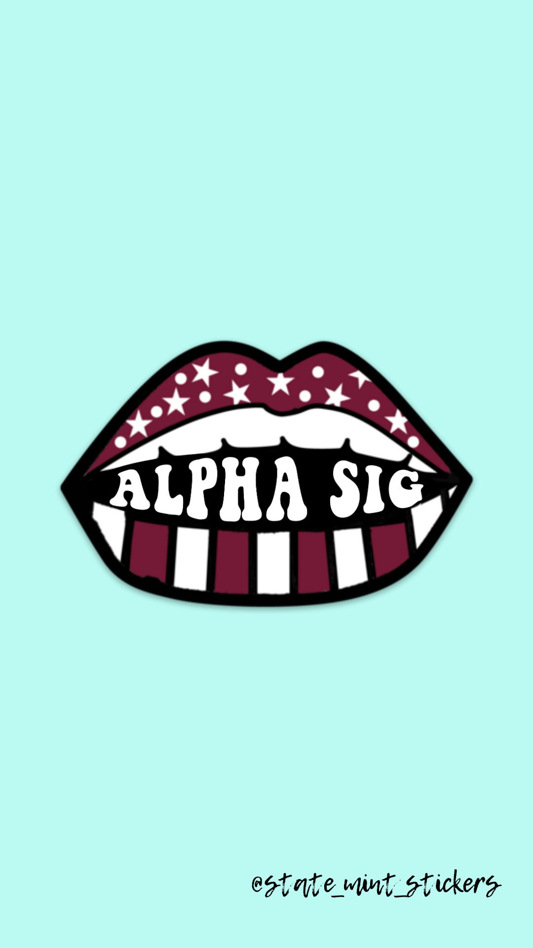 Alpha Sigma Alpha Sorority Sticker Maroon Stars and Lips | Etsy