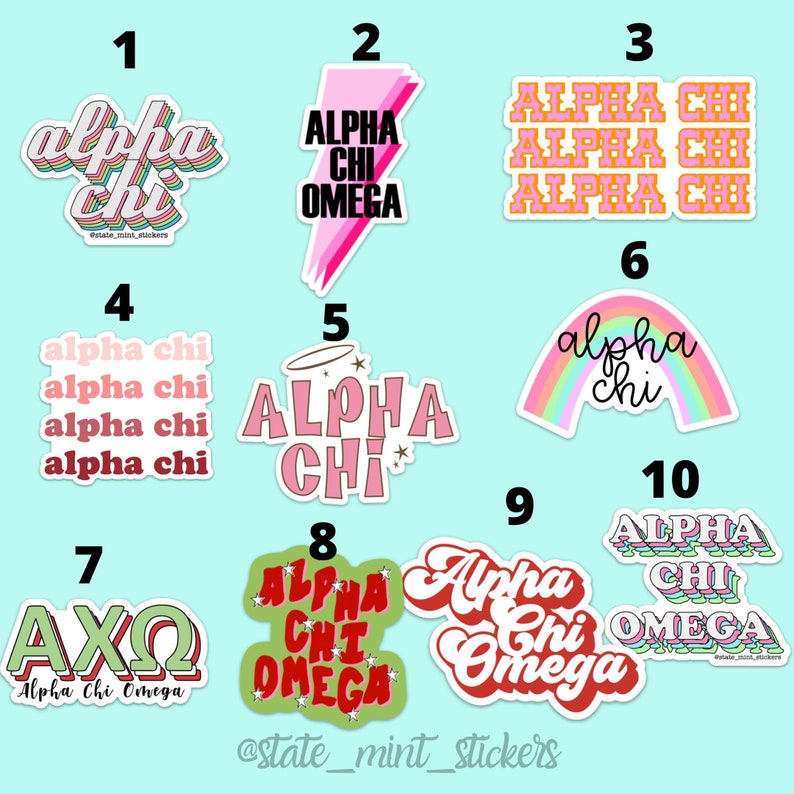 Alpha Chi Omega Sorority Sticker Pack Perfect for Bid Day | Etsy