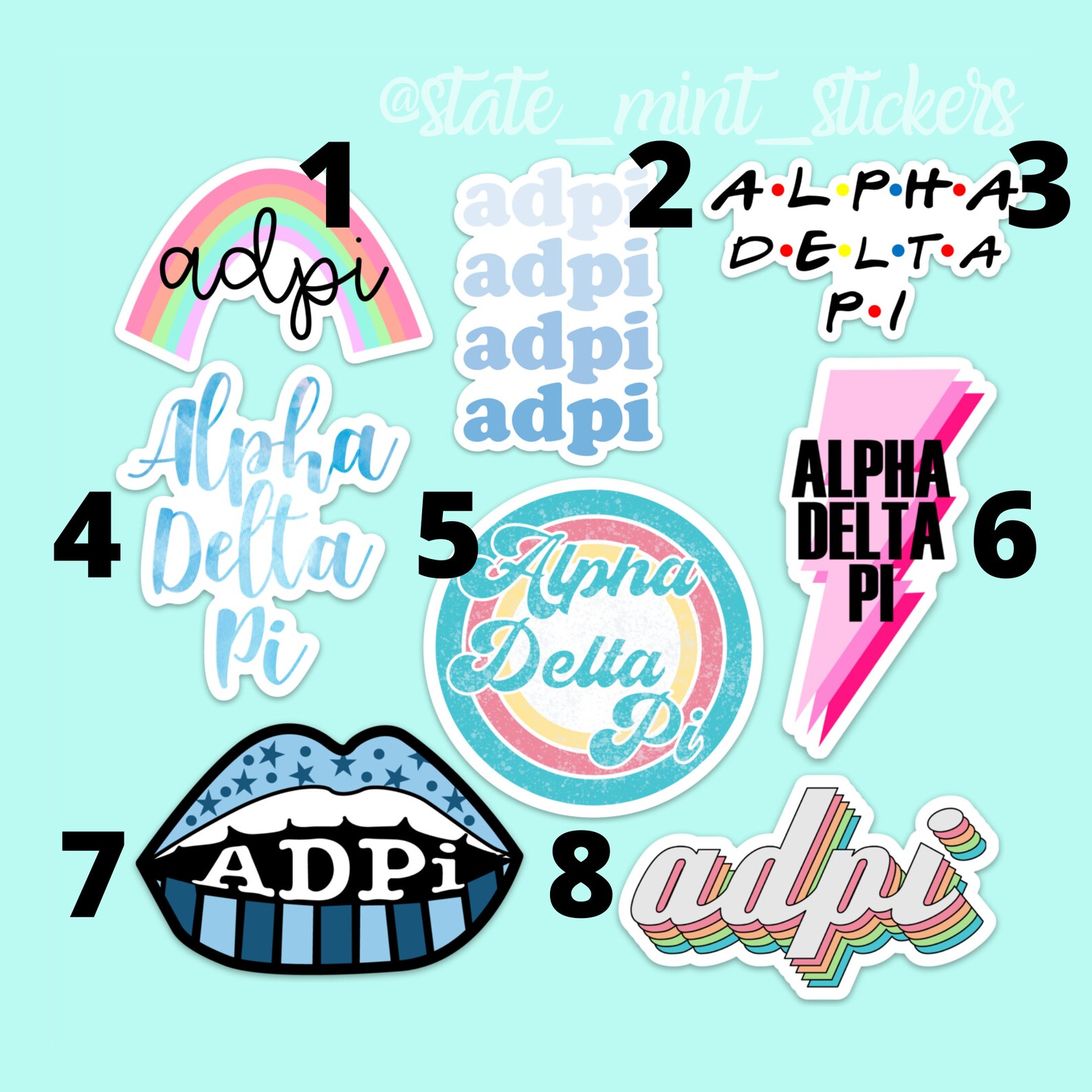 Alpha Delta Pi Sorority Sticker Pack Perfect for Bid Day - Etsy