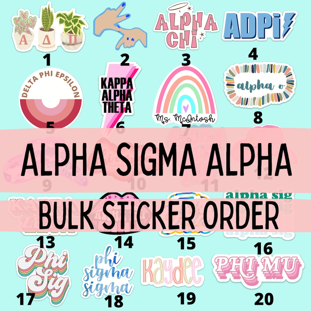 Alpha Sigma Alpha Sorority Stickers Bulk Order | PERFECT for BID DAY! Group / Bulk / Chapter ...