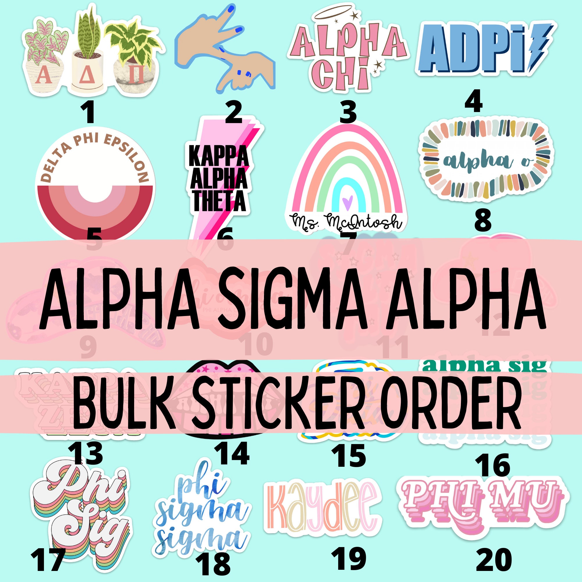 Alpha Sigma Alpha Sorority Stickers Bulk Order PERFECT for | Etsy