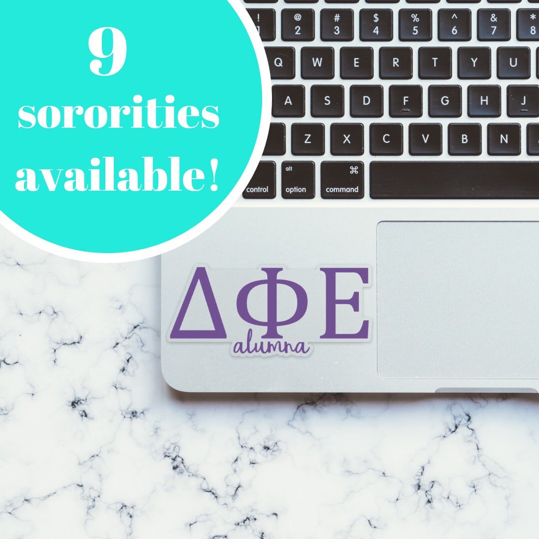 etc Laptop DPhiE Sorority Sticker for Car Window Delta Phi Epsilon Car ...