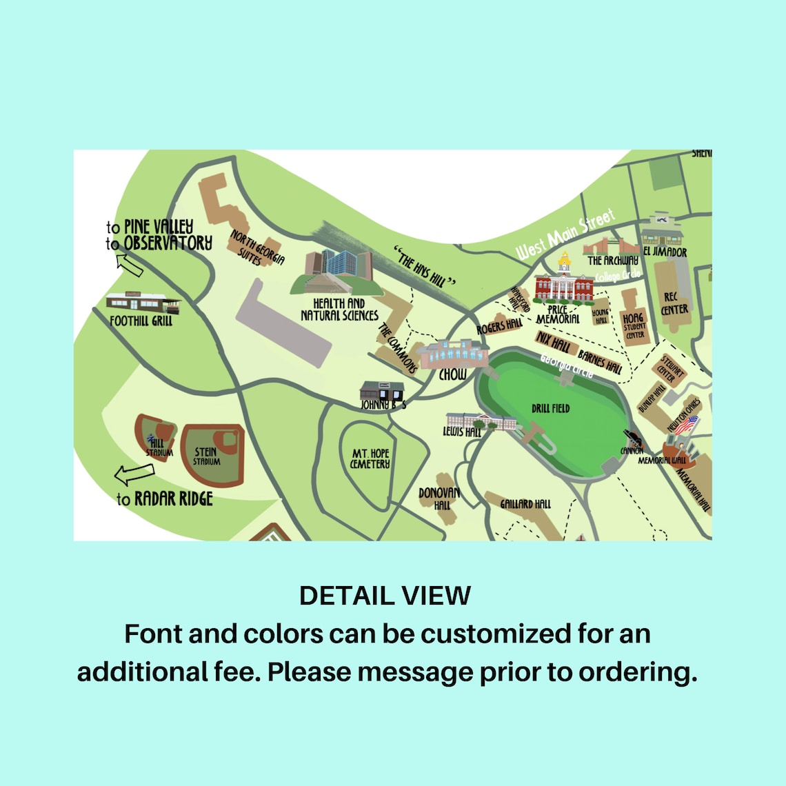 Dahlonega Map University of North Georgia Digital Illustration | Etsy