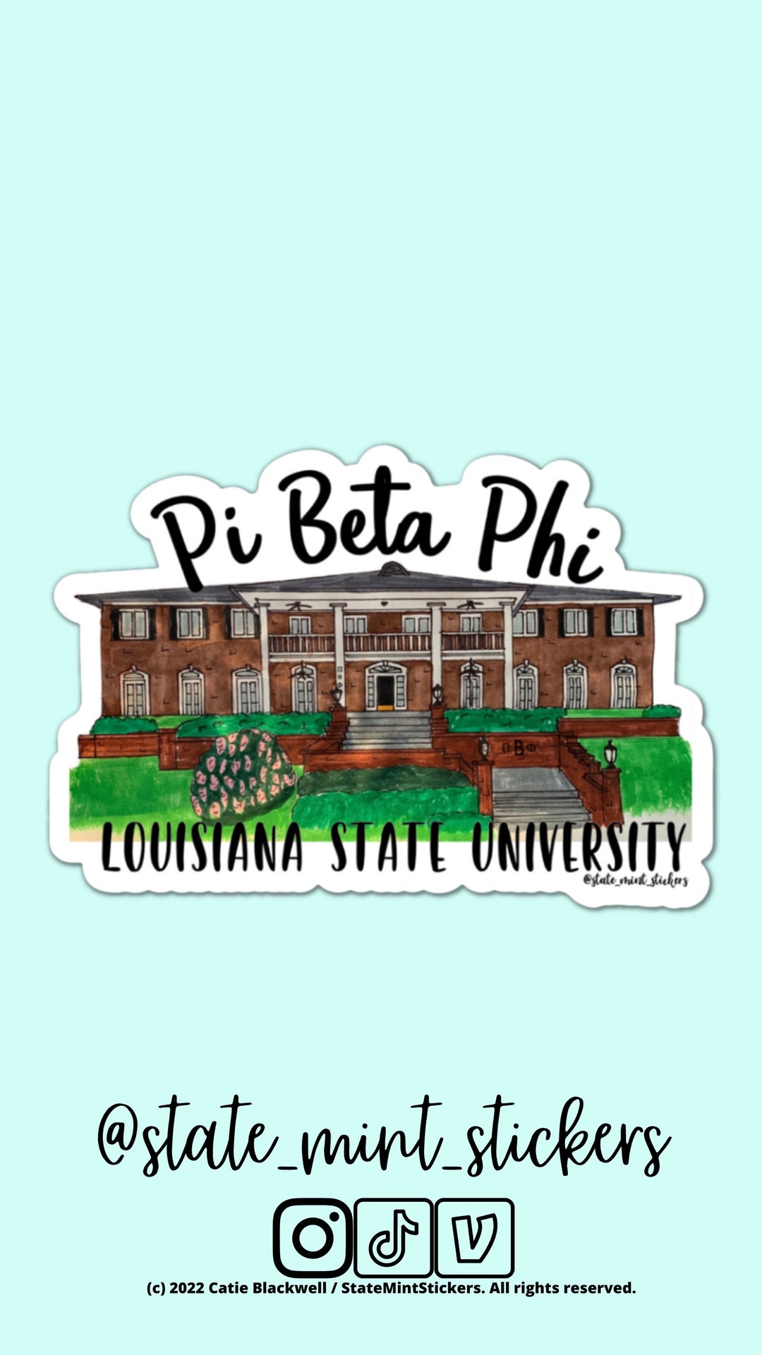 Pi Beta Phi Louisiana Sorority House Sticker | 4" / Decal | for Car, Laptop, Mug, Cup, Cooler ...