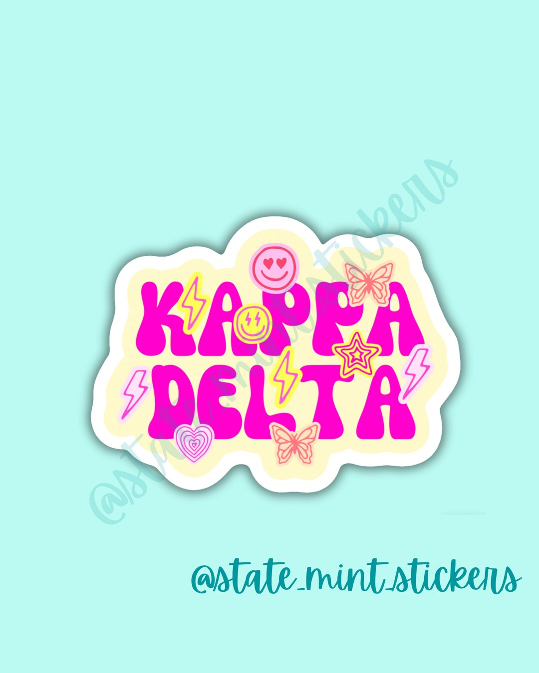 Kappa Delta Curly Rainbow Sticker | 4" Wide / Decal | for Car, Laptop ...
