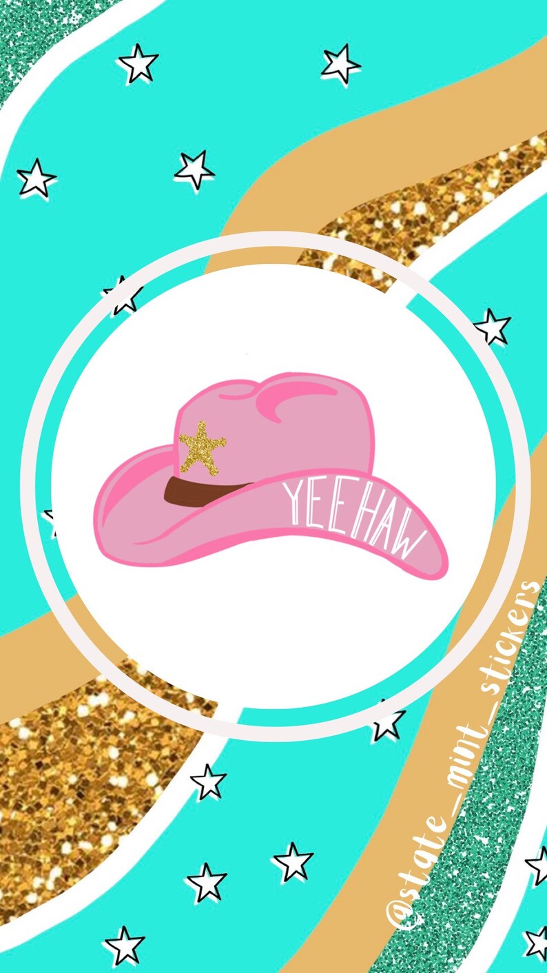 Pink Cowgirl Hat Yeehaw Sticker / Decal for Laptop Water - Etsy