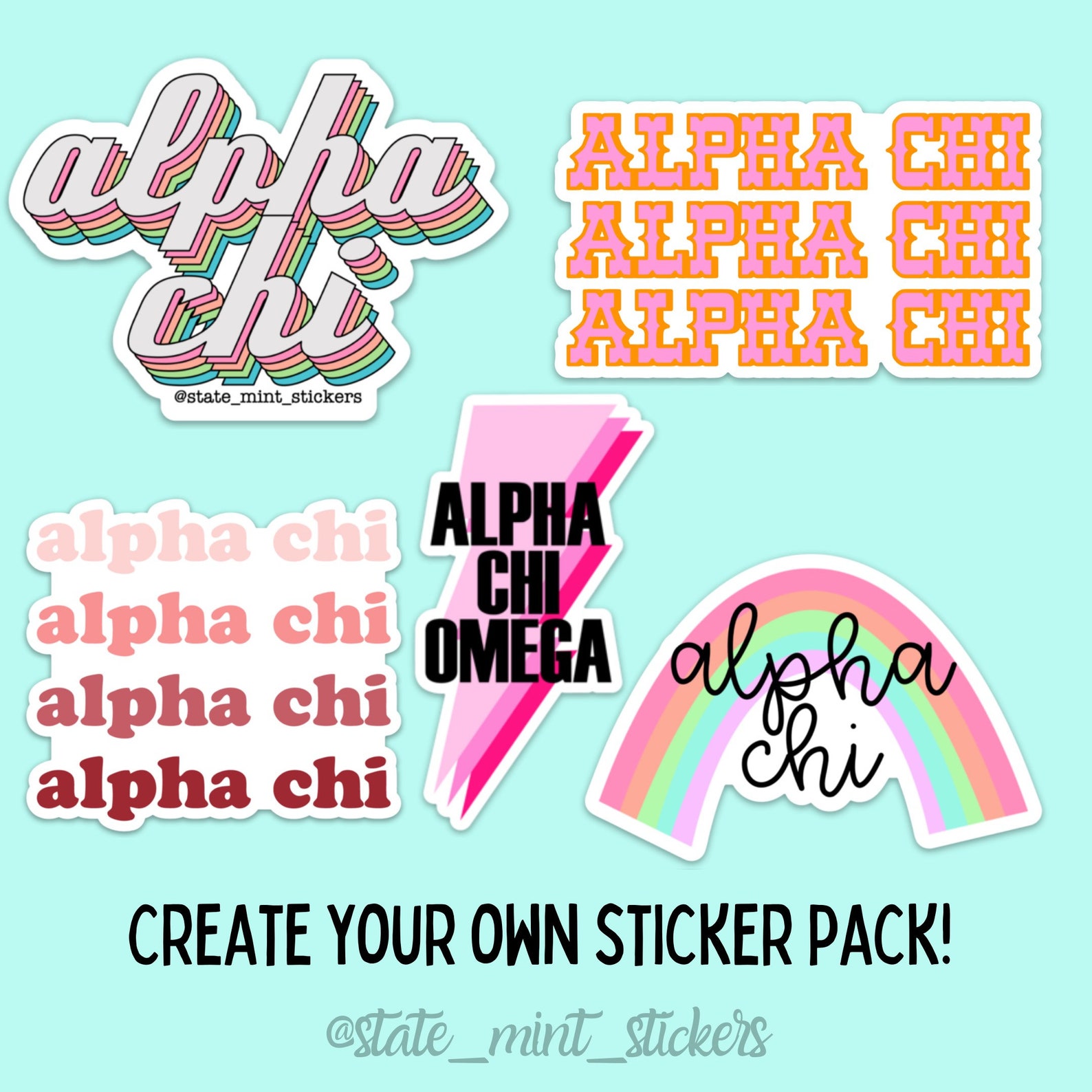 Alpha Chi Omega Sorority Sticker Pack Perfect for Bid Day | Etsy