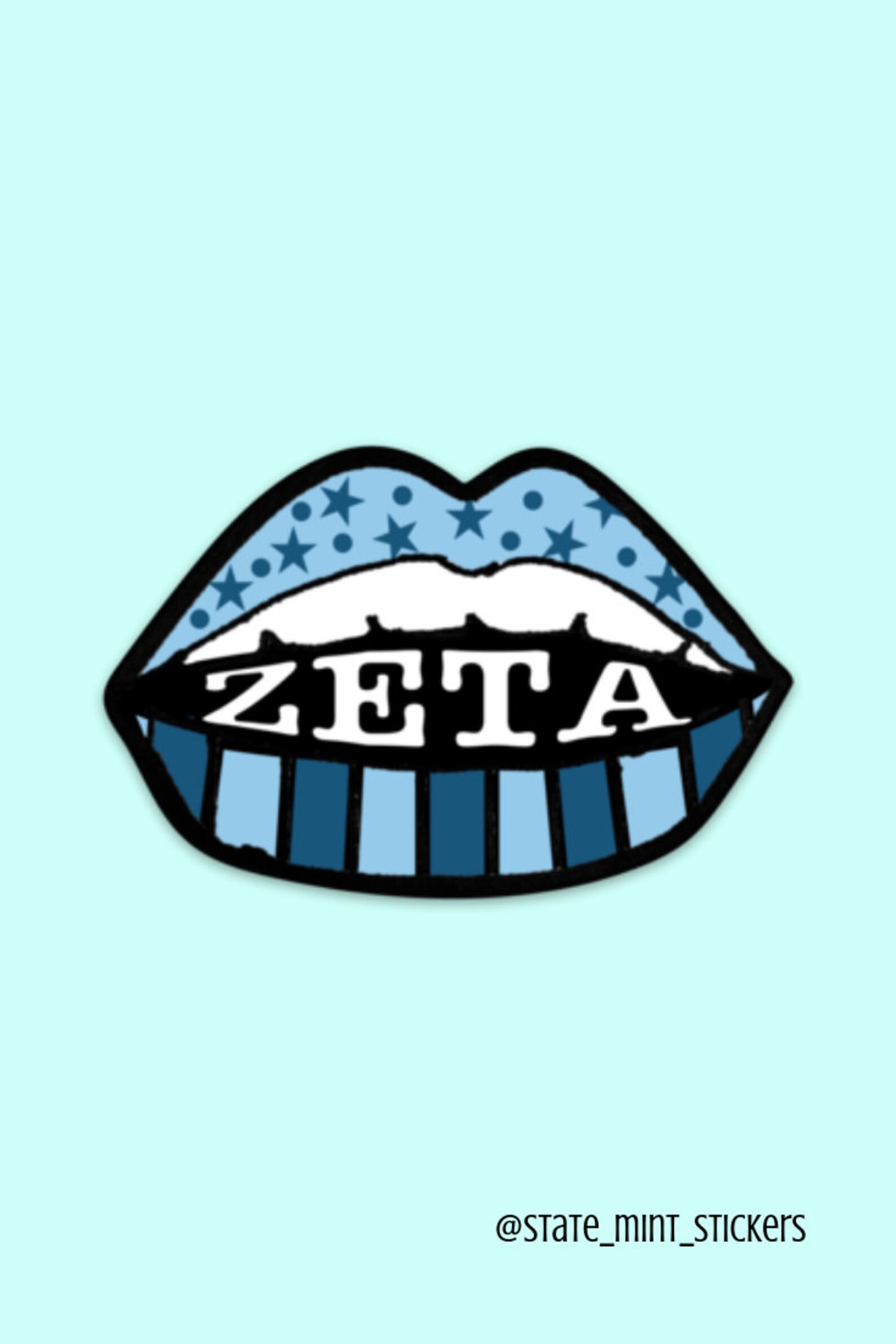 Zeta Tau Alpha Sorority Blue Stars and Lips ZTA Sticker / | Etsy
