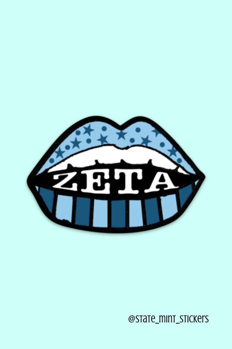 Zeta Tau Alpha Sorority Blue Stars and Lips ZTA Sticker / - Etsy