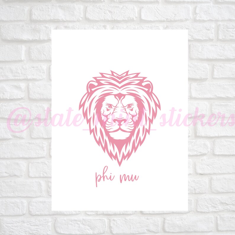 Phi Mu Sorority Gallery Wall Art Lester Lion Phi Mu Lion | Etsy