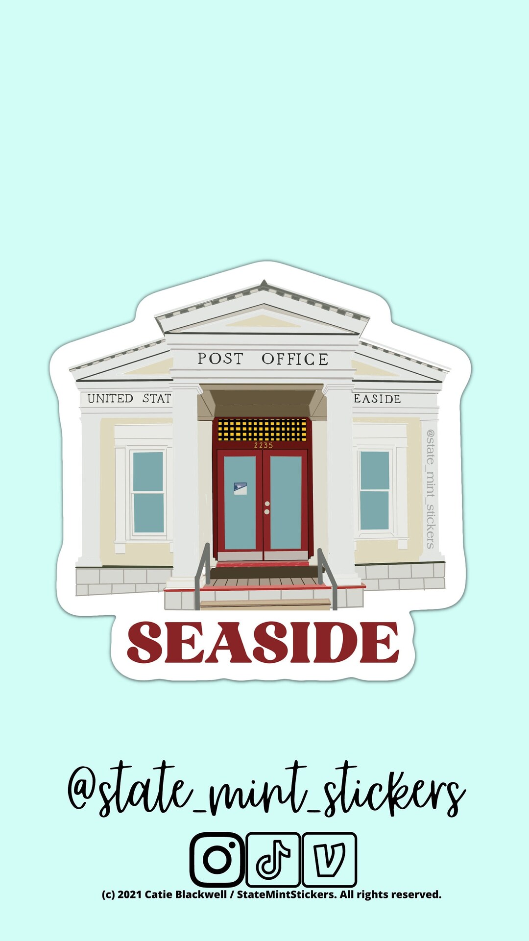 Seaside Florida Post Office Sticker | Seaside Sticker \ Seaside Florida ...