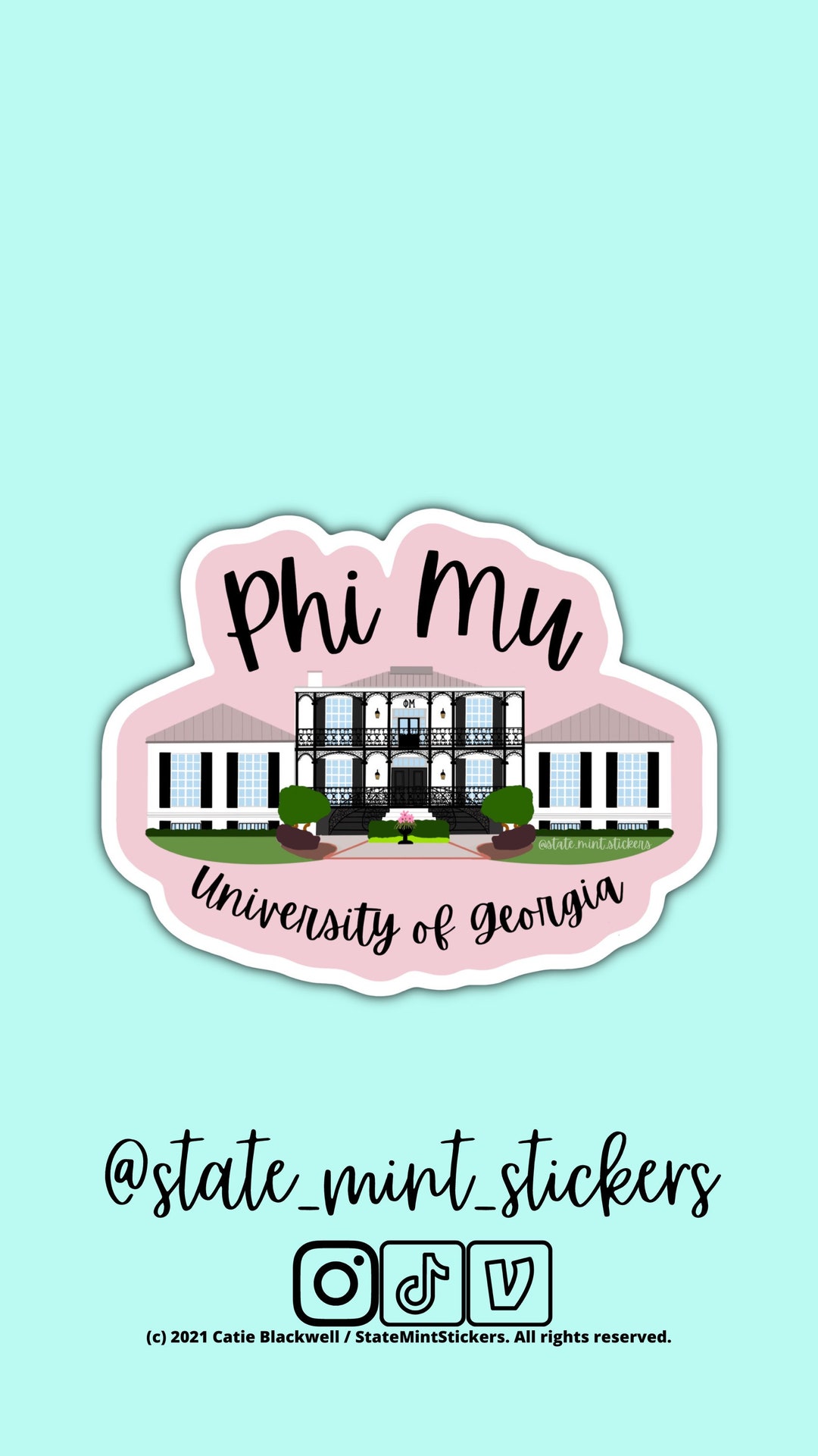 Phi Mu UGA Sorority House Sorority Sticker | Phi Mu Sorority Little ...
