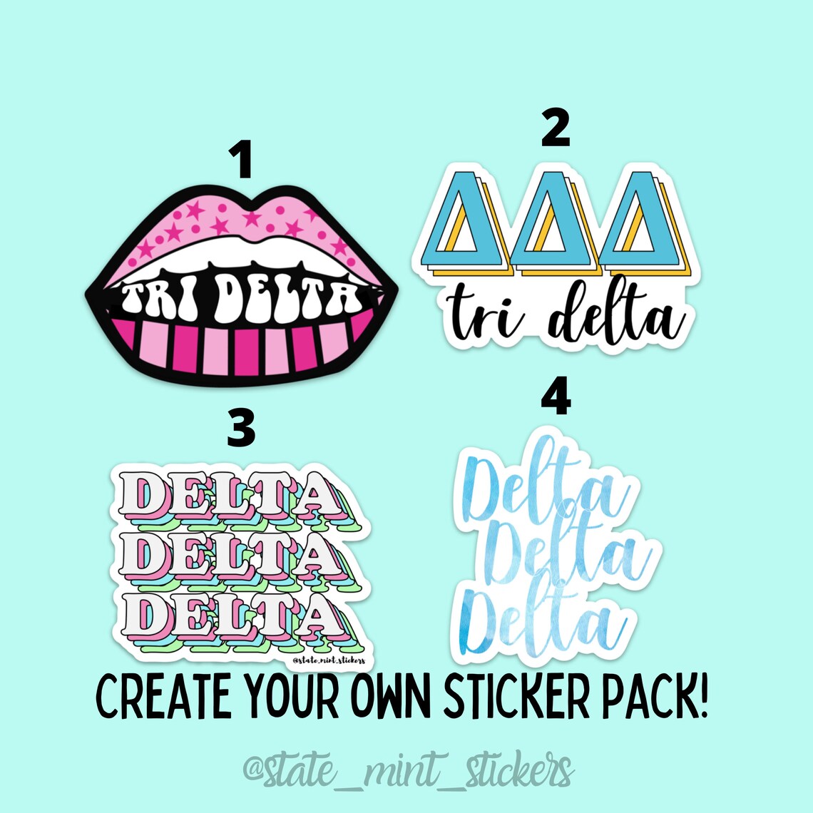Delta Delta Delta Tri Delta Sorority Sticker Pack perfect | Etsy