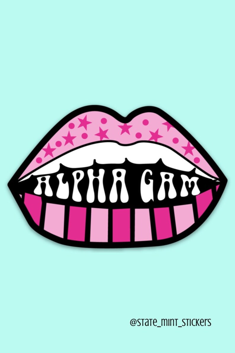 Alpha Gamma Delta Sorority Alpha Gam Stars and Lips Pink Sticker | 3.5 ...