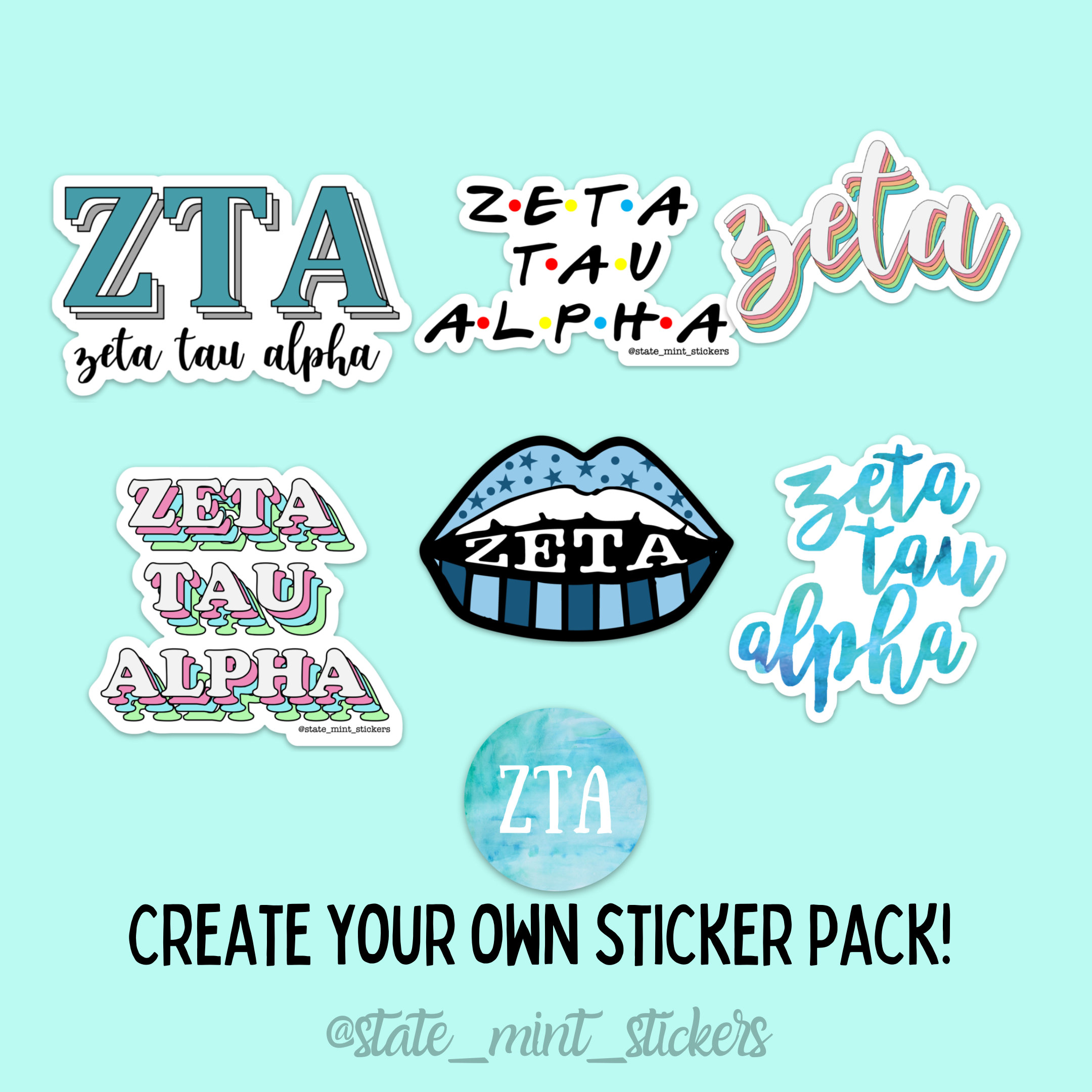 Zeta Tau Alpha ZTA Sorority Sticker Pack Perfect Big / - Etsy