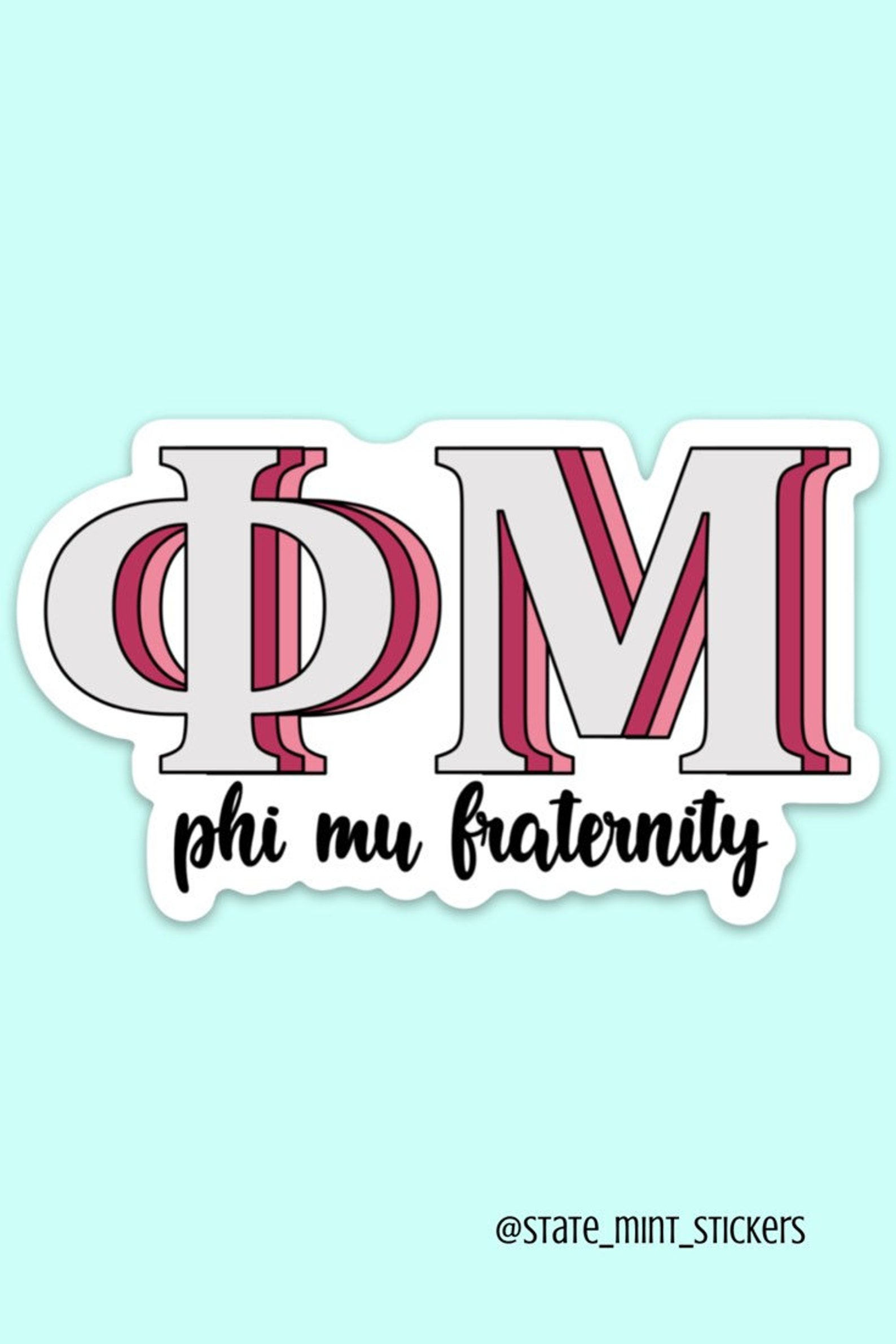 Phi Mu ΦΜ Sorority Letters Sticker 4 Wide / Decal | Etsy