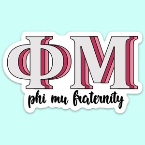 Phi Mu ΦΜ Sorority Letters Sticker | 4" Wide / Decal | for Car, Laptop ...