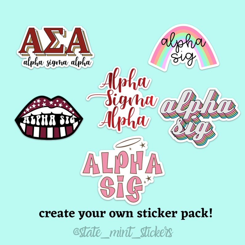 Alpha Sigma Alpha Sorority Sticker Pack Perfect for Bid Day | Etsy