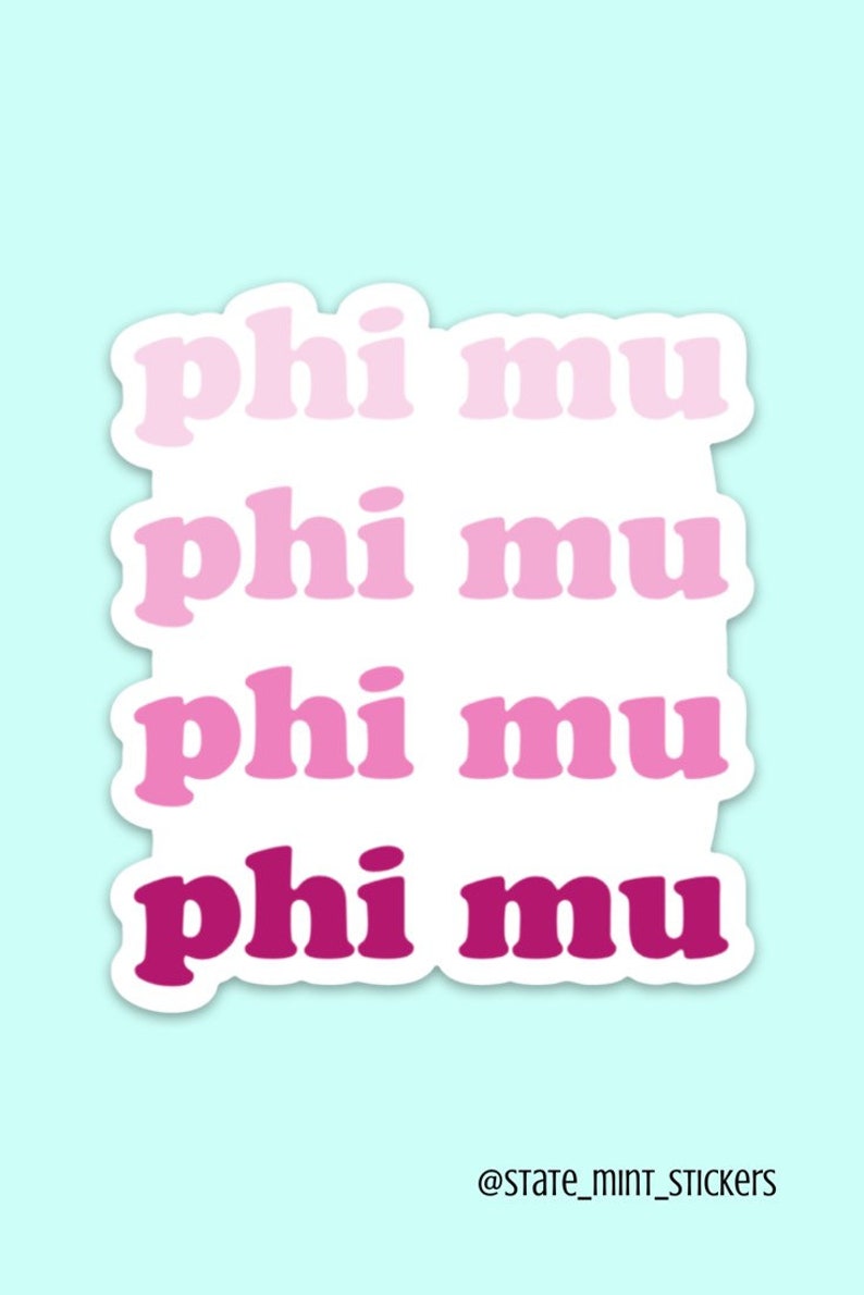 Phi Mu ΦΜ Sorority Pink Sticker Decal 3.5 Wide / Decal - Etsy