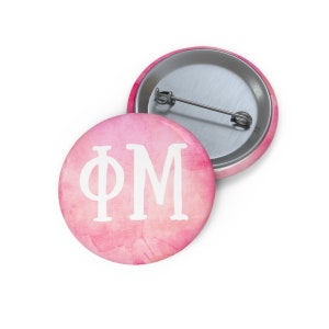 Phi Mu Sorority Greek Letter Watercolor Pin Buttons - Etsy