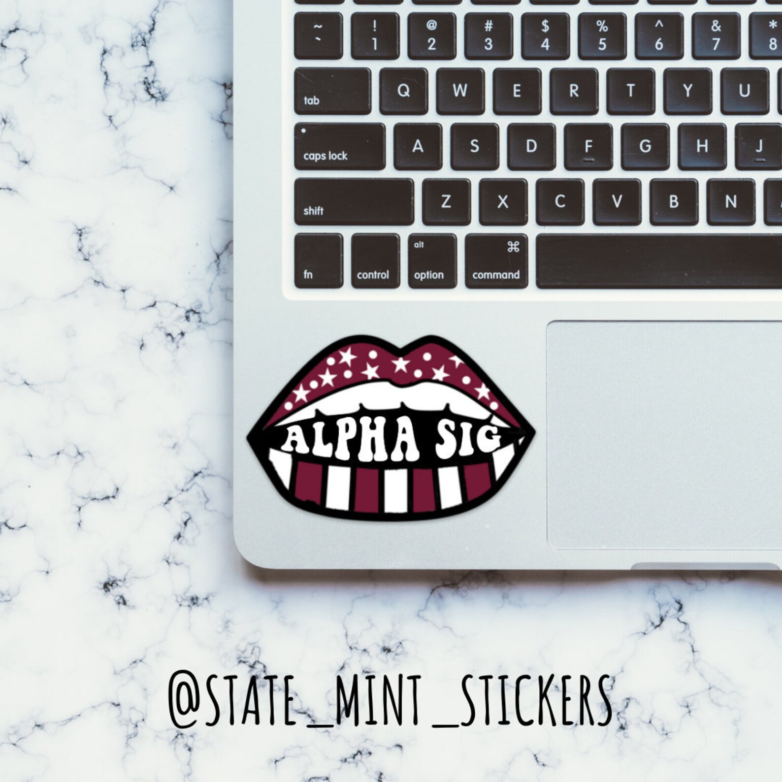 Alpha Sigma Alpha Sorority Sticker Maroon Stars and Lips | Etsy