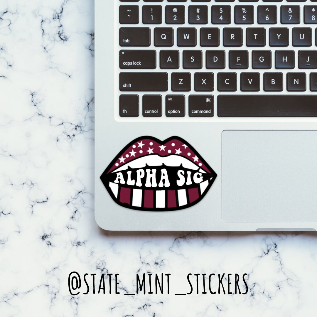 Alpha Sigma Alpha Sorority Sticker Maroon Stars and Lips | Etsy