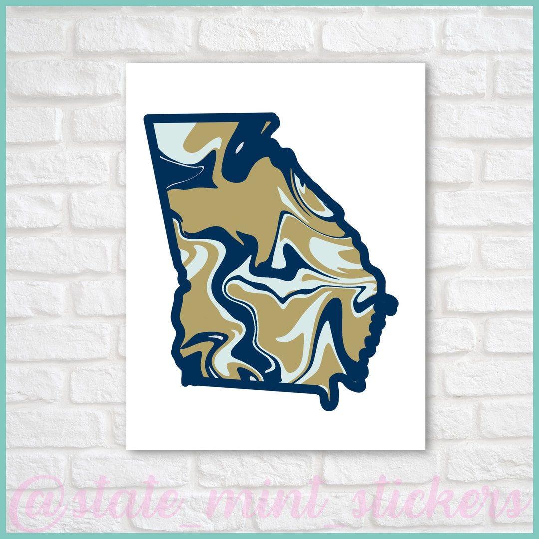 Navy and Gold Georgia Dorm Art / Wallpaper / Art Print / GT Yellow ...