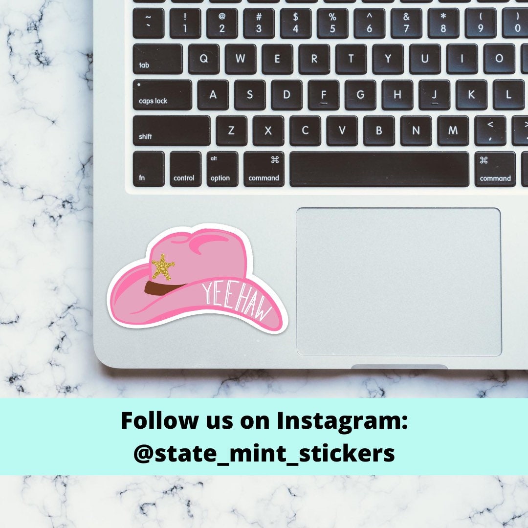 Pink Cowgirl Hat Yeehaw Sticker / Decal for Laptop, Water Bottle, Yeti ...