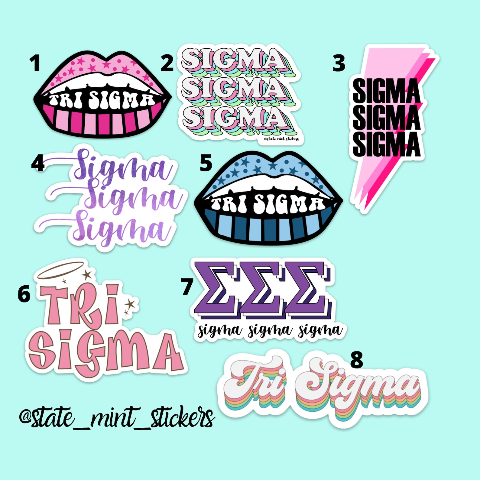 Sigma Sigma Sigma Tri Sigma Sorority Sticker Pack Perfect - Etsy