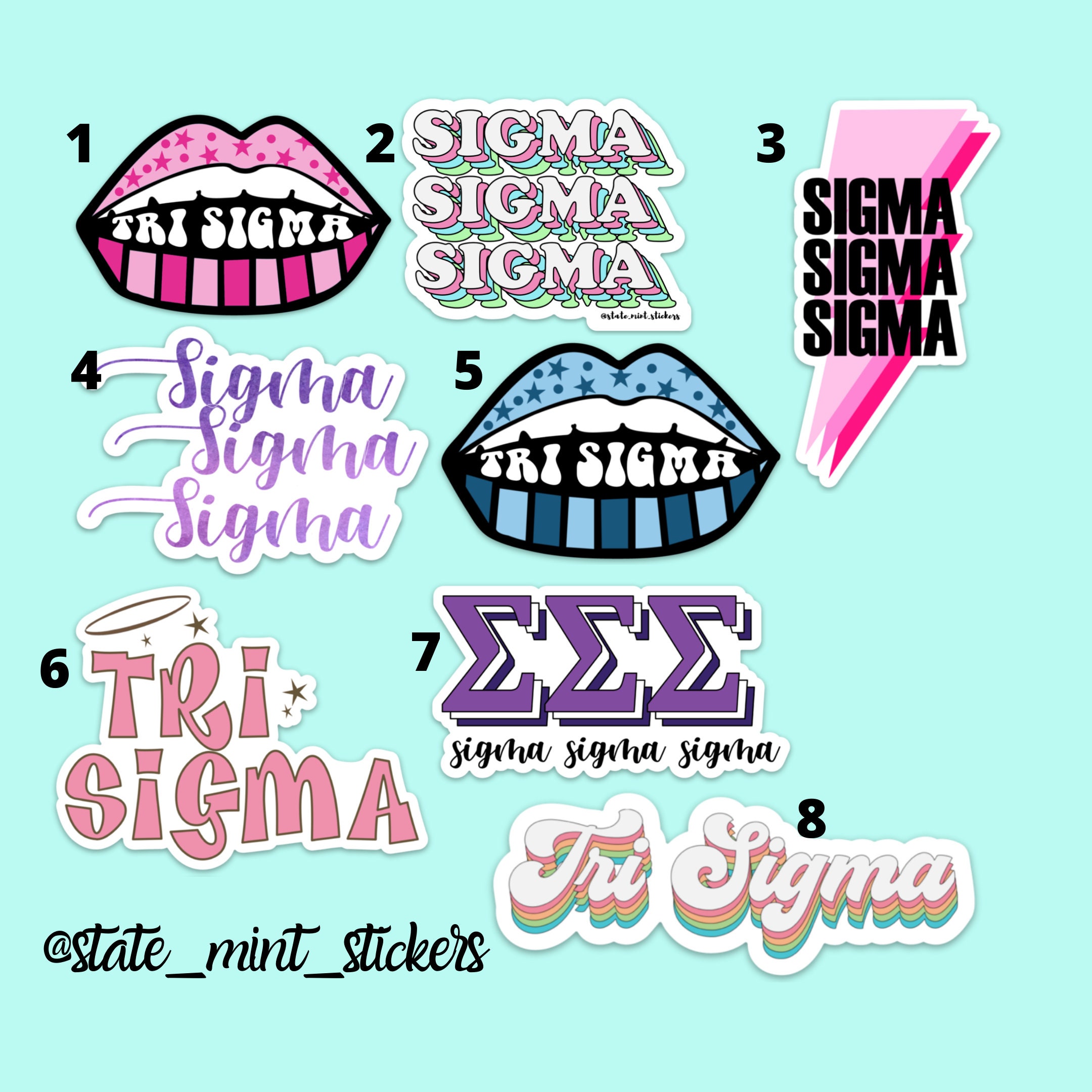 Sigma Sigma Sigma Tri Sigma Sorority Sticker Pack Perfect - Etsy