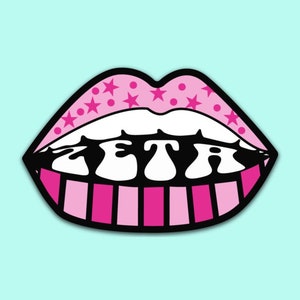 Zeta Tau Alpha Sorority Pink Stars and Lips ZTA Sticker / Decal | 3.5 ...