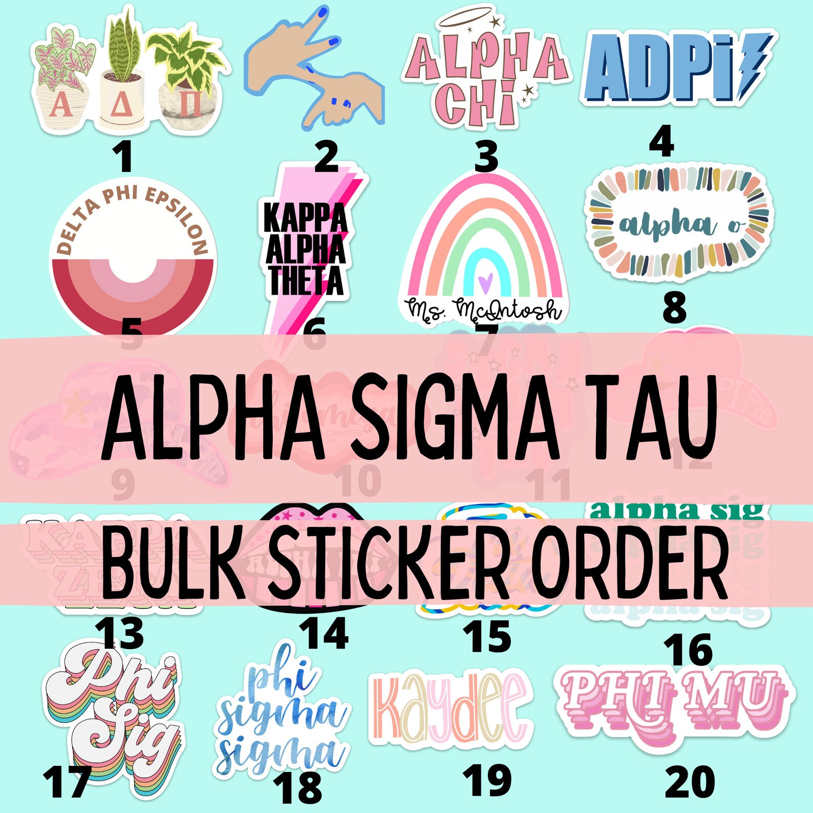 Alpha Sigma Alpha Sorority Stickers Bulk Order PERFECT for | Etsy