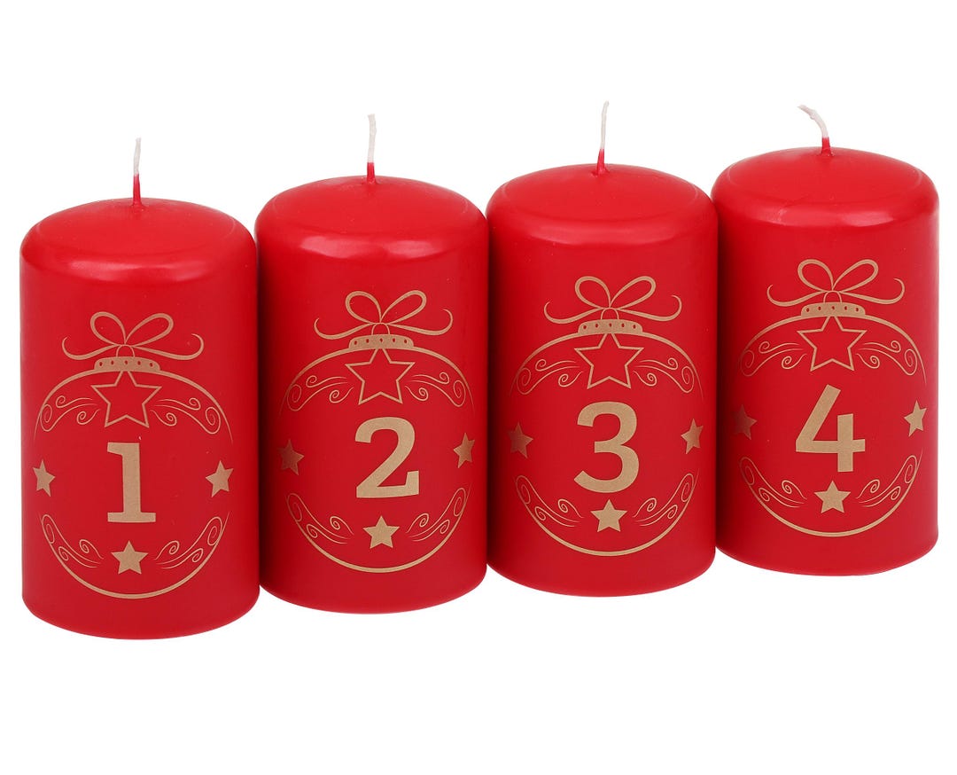 Pillar Candles "advent Balls 1 - 4", Pack of 4 Ruby Red 100/57 Mm - Etsy