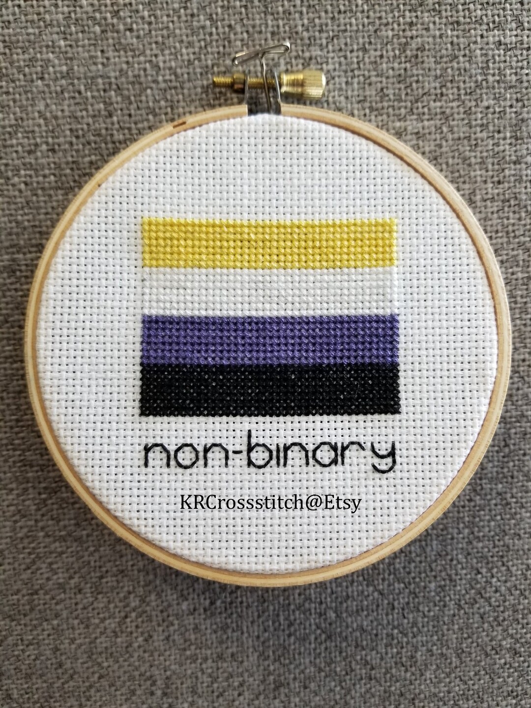 Non-binary Flag Completed Cross Stitch - Etsy