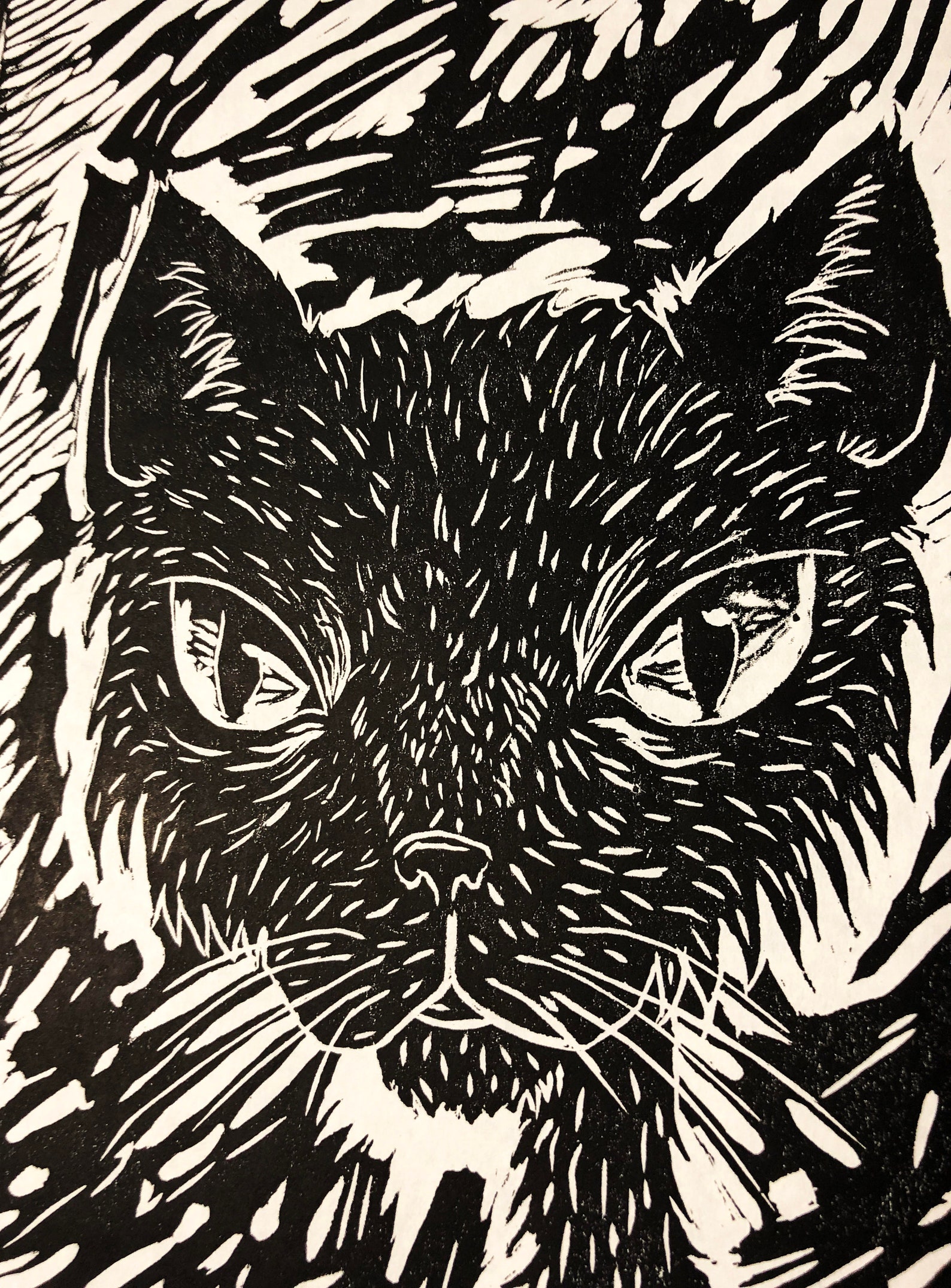 Neil Gaiman cats Don't Need Names Linocut Print Fan Art Art Print Art ...