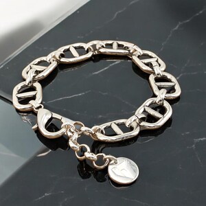 Silver Chunky Chain Bracelet, Silver Large Link Bracelet, Bulky ...