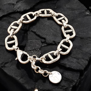 Silver Chunky Chain Bracelet, Silver Large Link Bracelet, Bulky ...