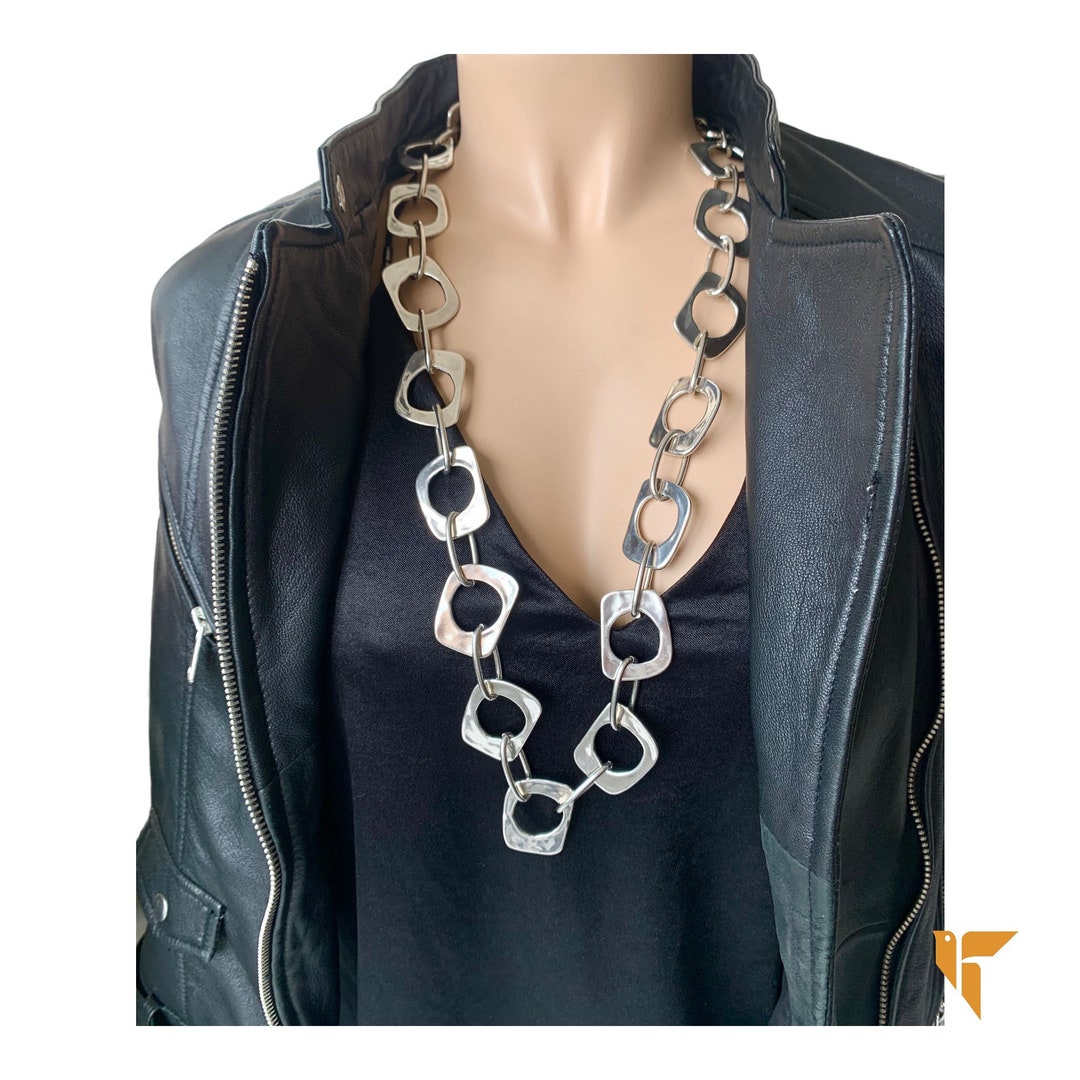 Chunky Silver Chain Necklace, Bold Chain Necklace, Silver Necklace ...