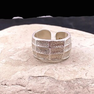 Wide Engraved Silver Ring, Wide Cuff Ring, Hammered Chunky Ring, Open Ring, Bold Wide Ring ...