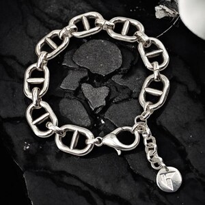 Silver Chunky Chain Bracelet, Silver Large Link Bracelet, Bulky ...
