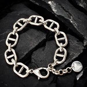 Silver Chunky Chain Bracelet, Silver Large Link Bracelet, Bulky ...