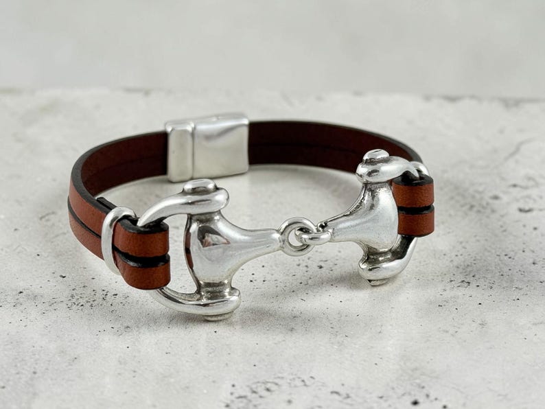 Equestrian Leather and Silver Plated Bracelet, Customized Jewelry - Etsy UK