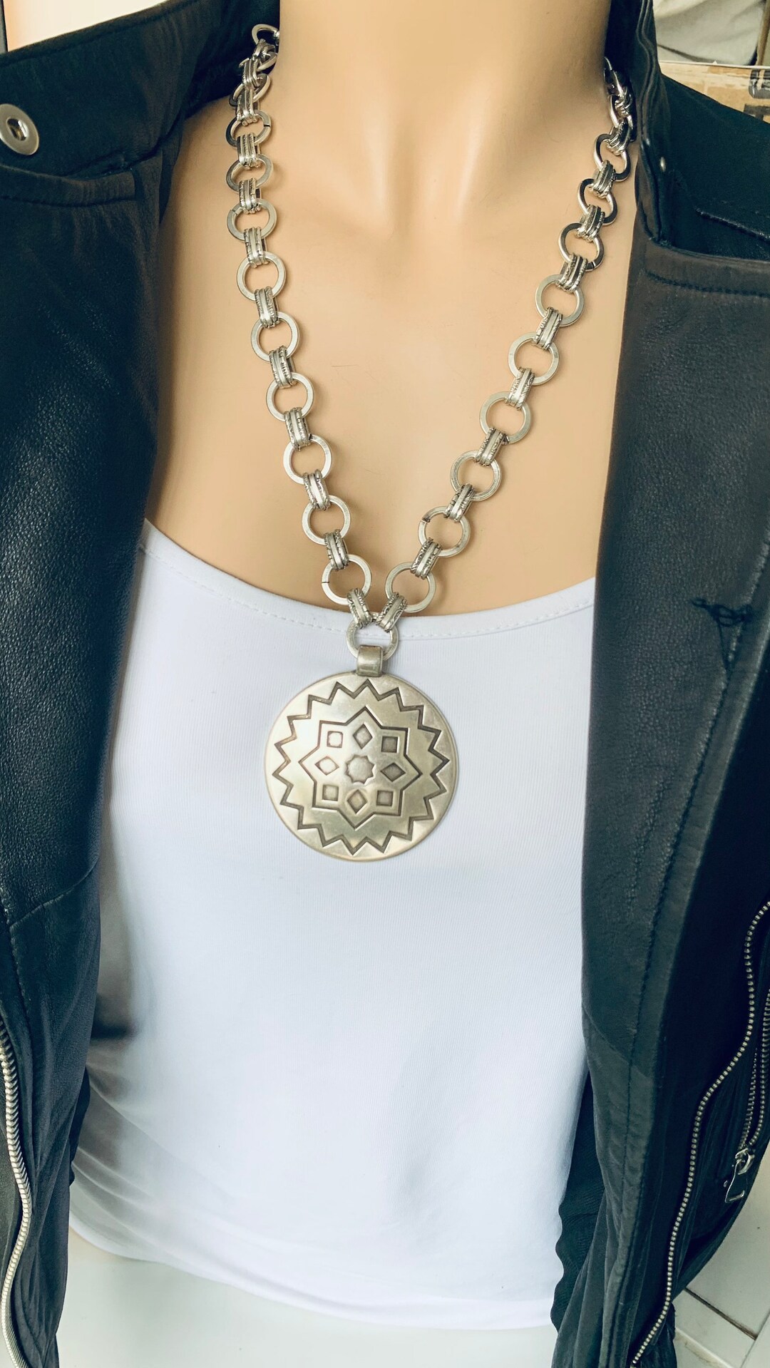 Bold Chain Large Necklace, Statement Pendant Necklace, Chunky Necklace ...