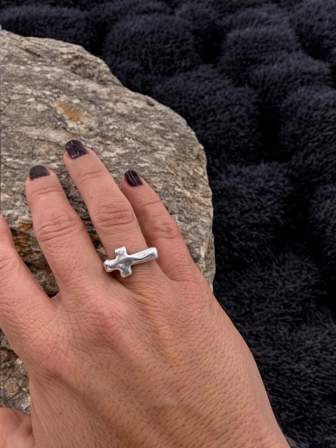 Chunky Ring, Gothic Cross Ring, Silver Boho Ring, Cross Ring, Statement ...
