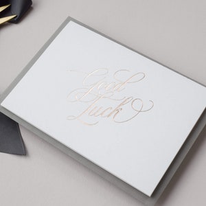 Good Luck Gold Foil Calligraphy Card - Etsy