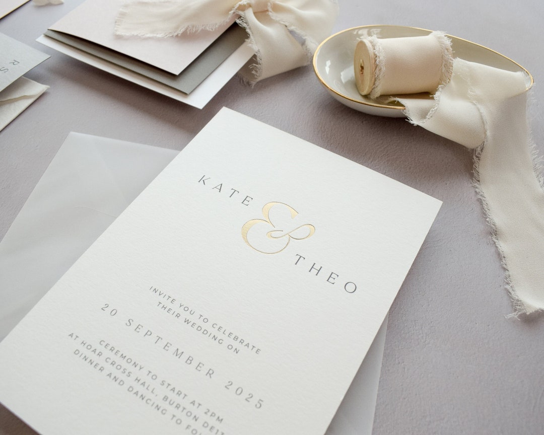 Elegant Gold Foil Wedding Invitation Suite Sample - Etsy