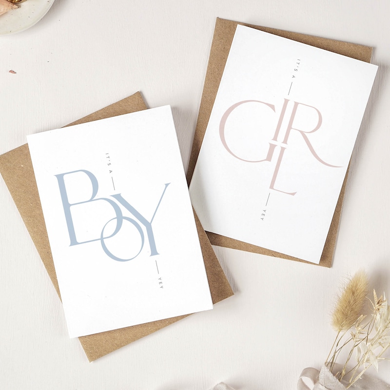 Blank Gender Reveal Card - Etsy UK