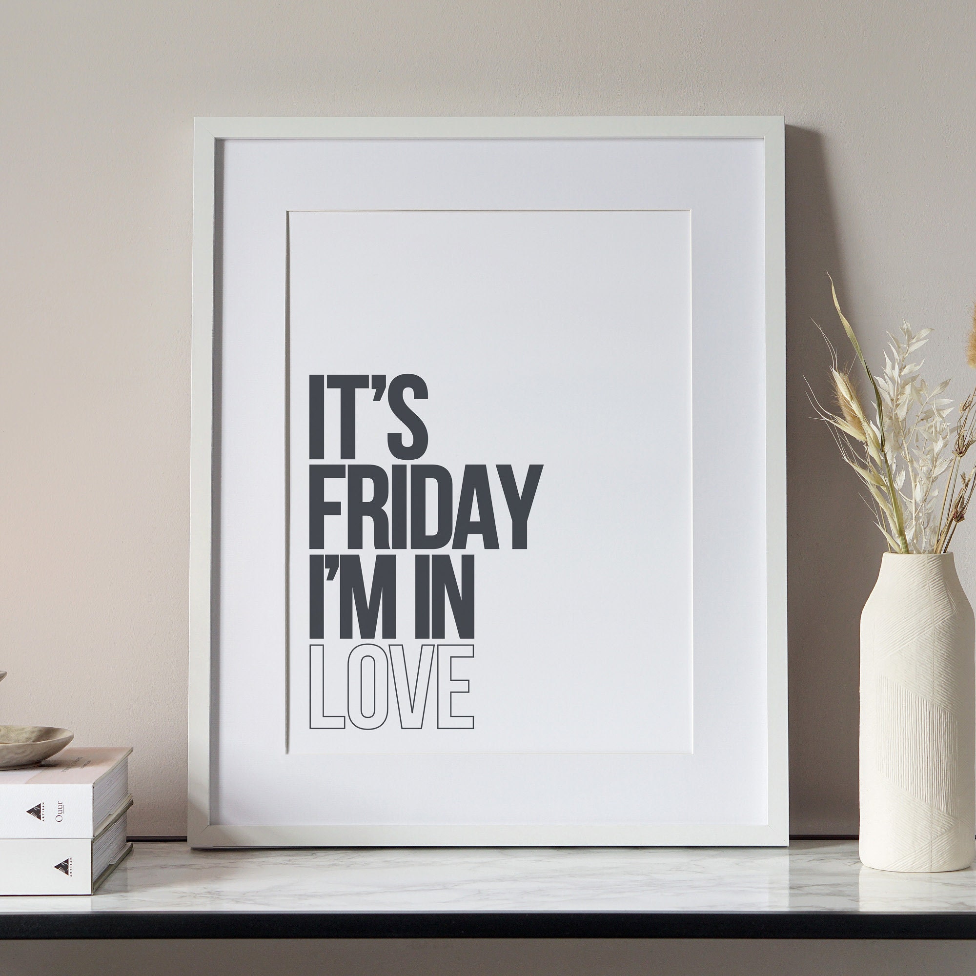 It's Friday I'm in Love Typographic Print - Etsy UK